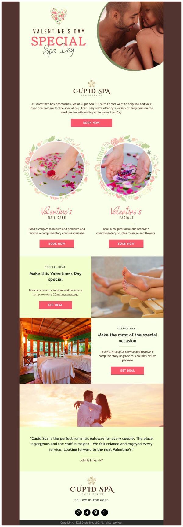 Special Offer Email Template 'Spa and Health Center' for Valentine's ...