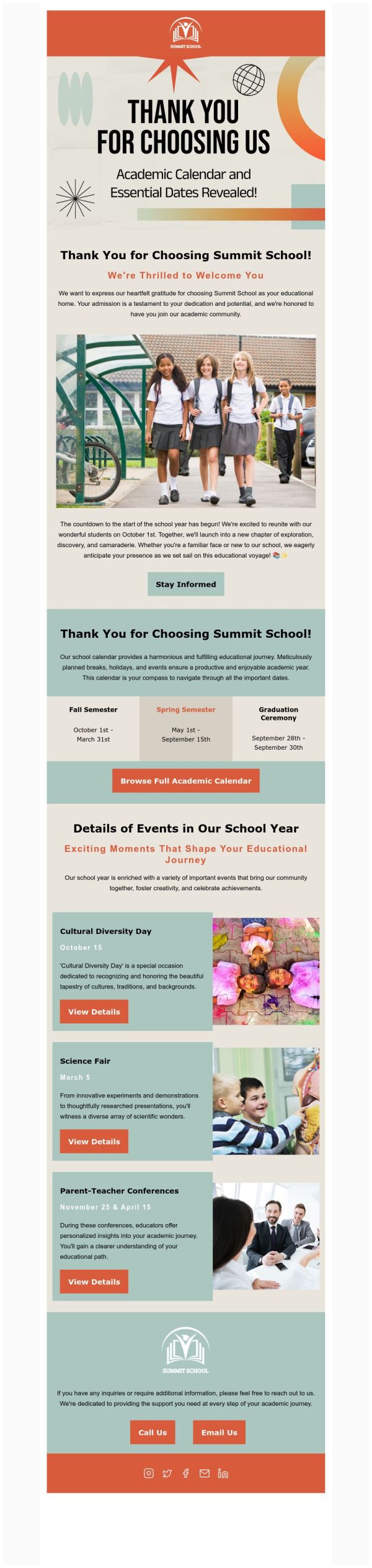 Thank You Email Template 'Academic Calendar' for Educational | PosterMyWall