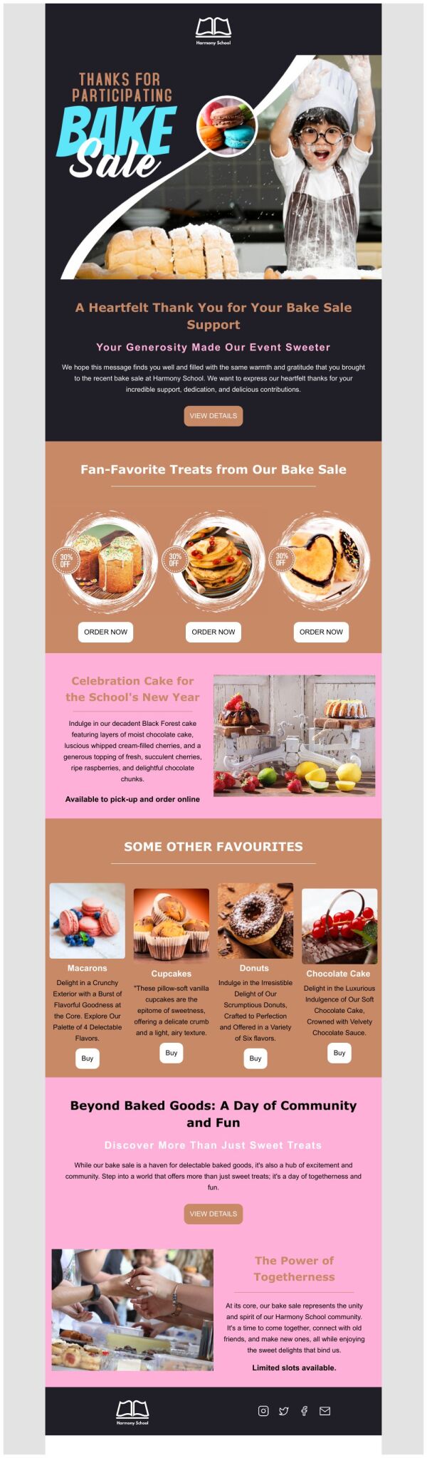 Thank You Email Template 'Bake Sale' for Educational | PosterMyWall