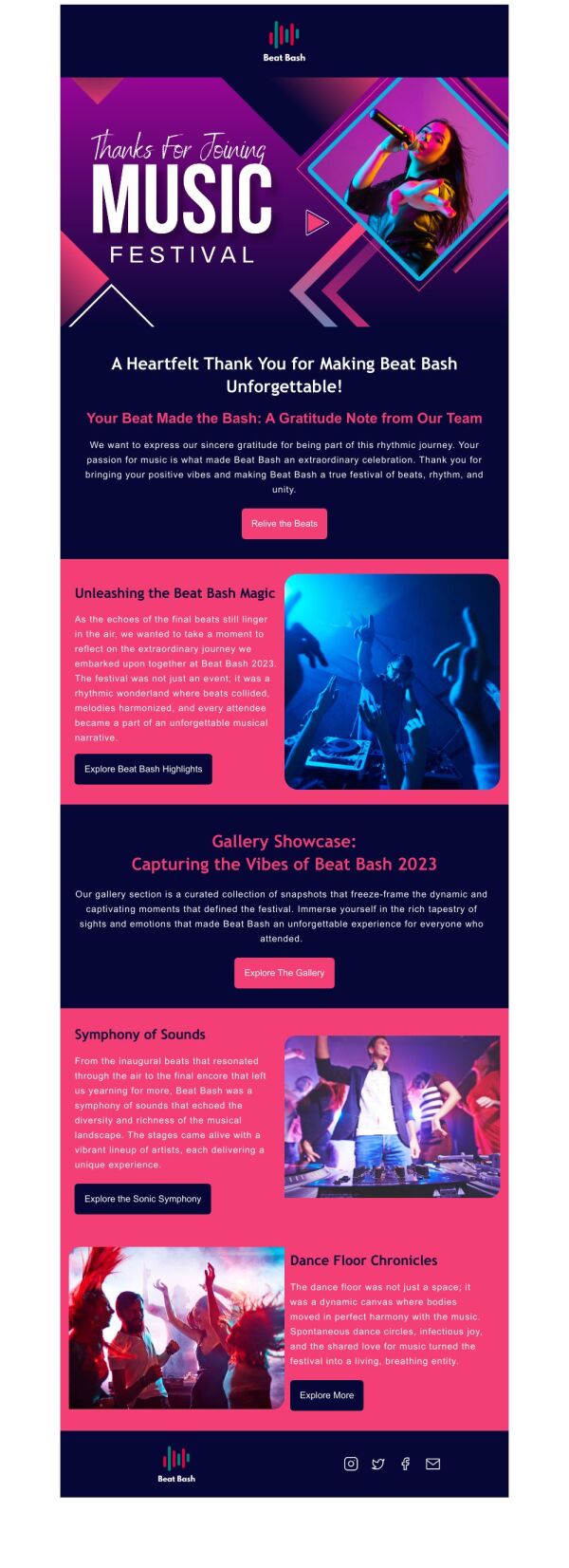 Thank You Email Template 'Beat Bash' for Band | PosterMyWall