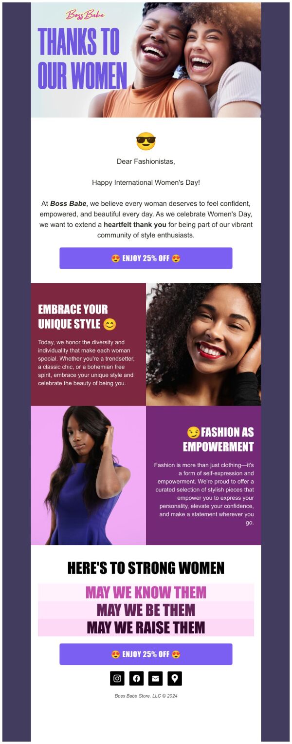 Thank You Email Template 'Boss Babe' for Women's Day | PosterMyWall