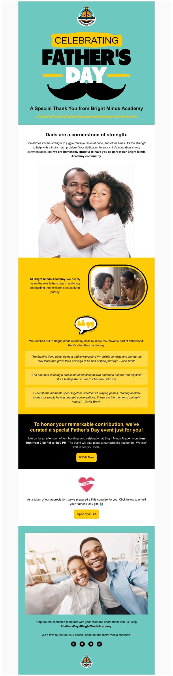 Thank You Email Template 'Bright Minds' for Father's Day | PosterMyWall