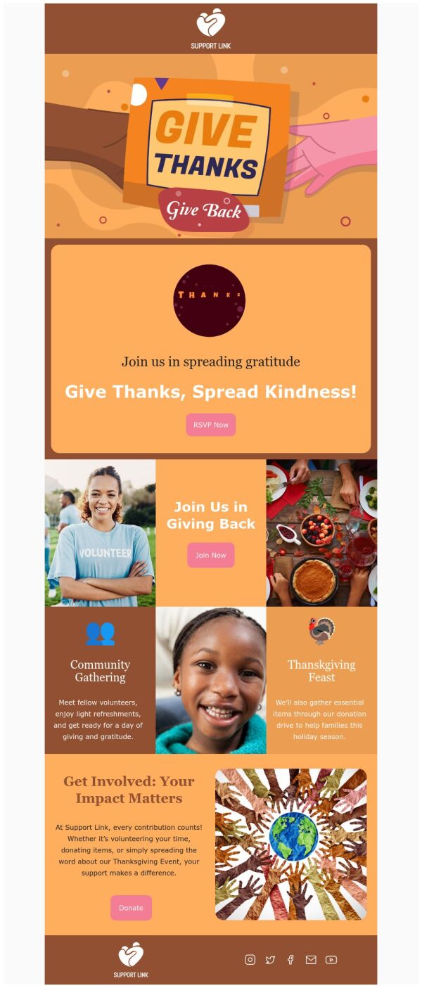 Thank You Email Template 'Community Gathering' for Thanksgiving ...