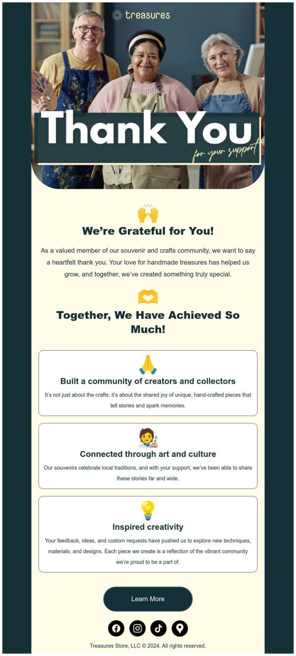 Thank You Email Template 'Crafts Community' for Small Business ...