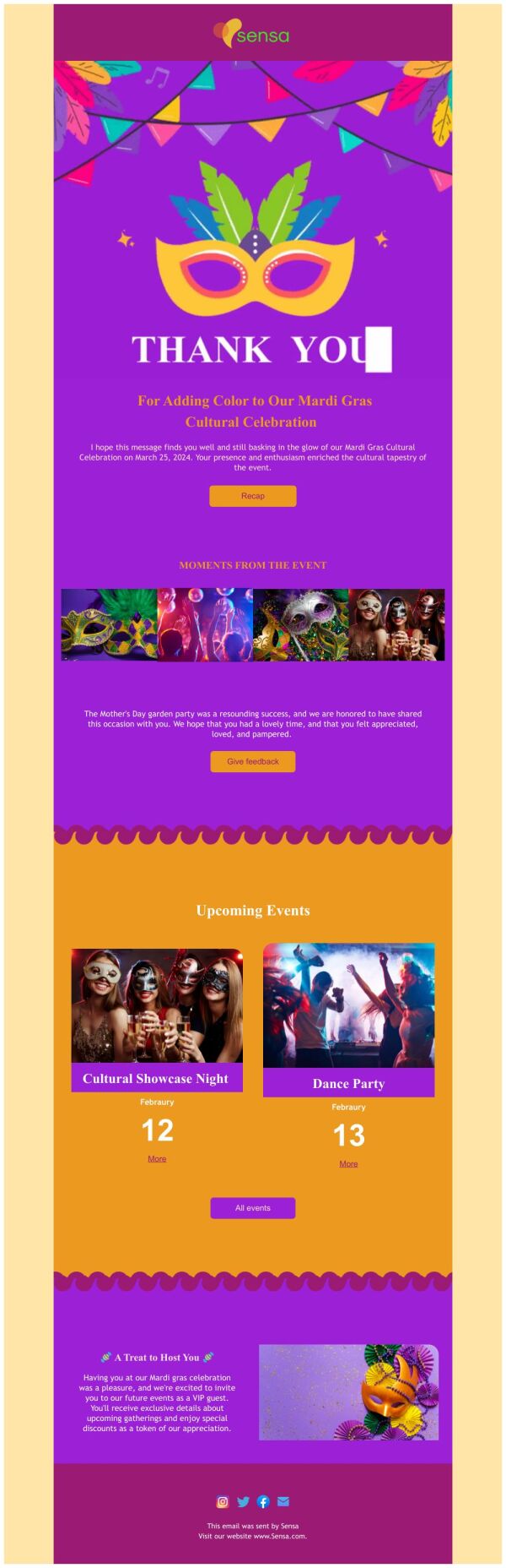 Thank You Email Template 'Cultural Celebration' for Mardi Gras ...