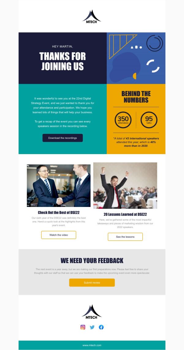 Thank You Email Template 'Digital Strategy Event' for Party | PosterMyWall