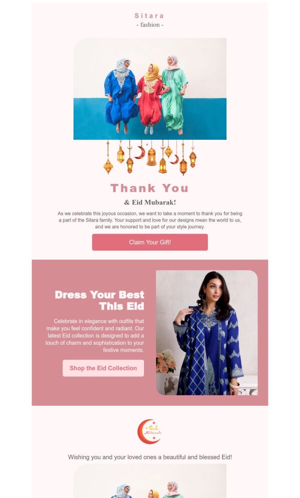 Thank You Email Template 'Festive Clothing Store' for Eid | PosterMyWall