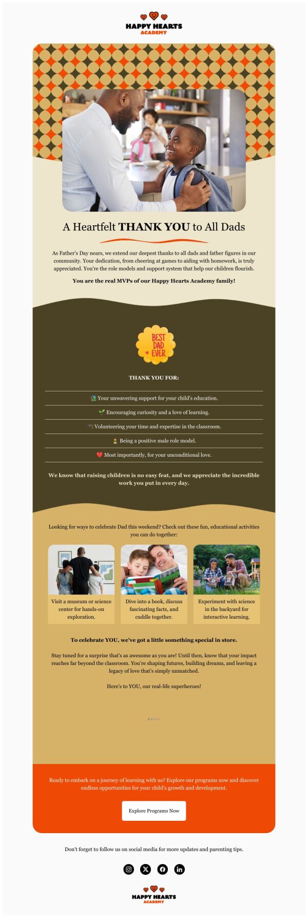 Thank You Email Template 'Happy Hearts' for Father's Day | PosterMyWall