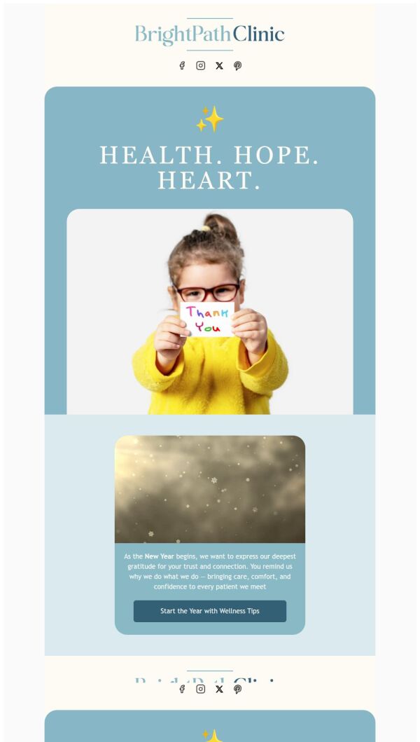 Thank You Email Template 'Health and Hope' for New Year | PosterMyWall