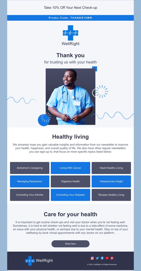 Thank You Email Template 'Healthy Living' for Healthcare | PosterMyWall