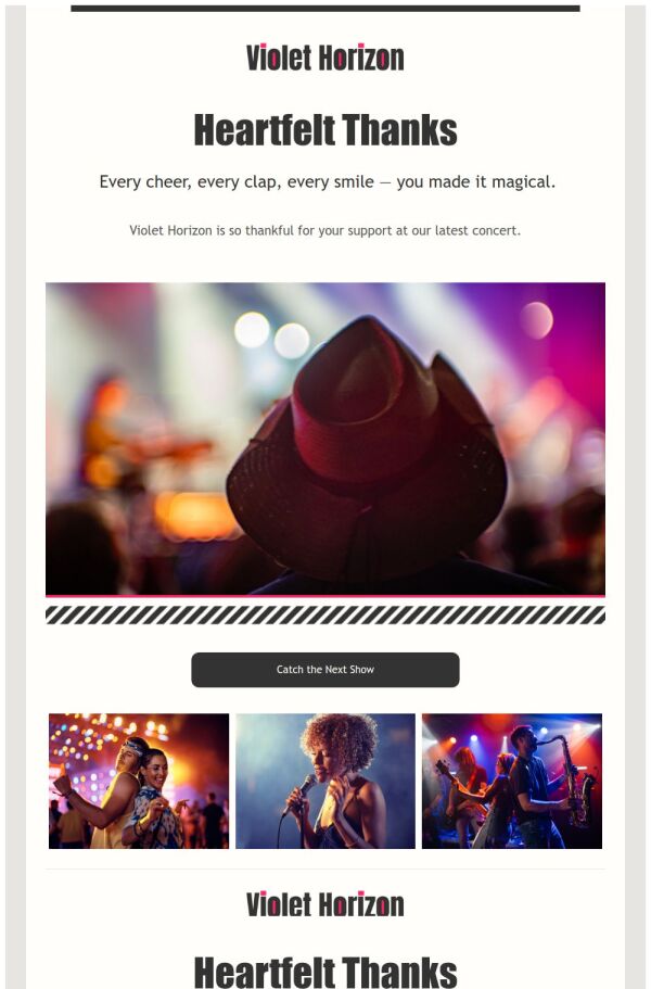 Thank You Email Template 'Latest Concert' for Band | PosterMyWall