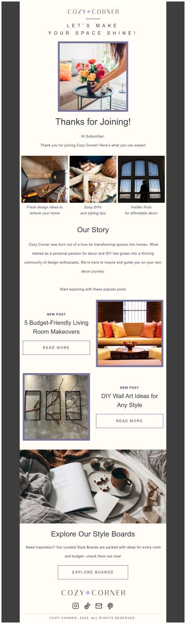 Thank You Email Template 'Make Your Space Shine' for Blog | PosterMyWall