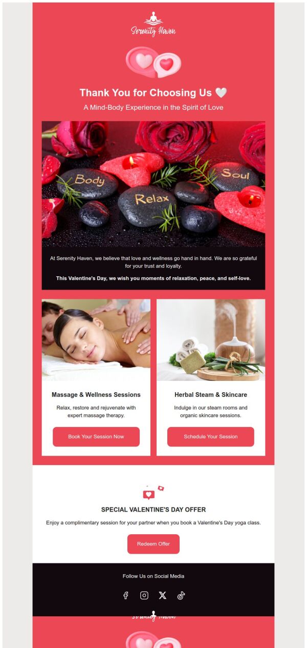 Thank You Email Template 'Mind Body Experience' for Valentine's Day ...
