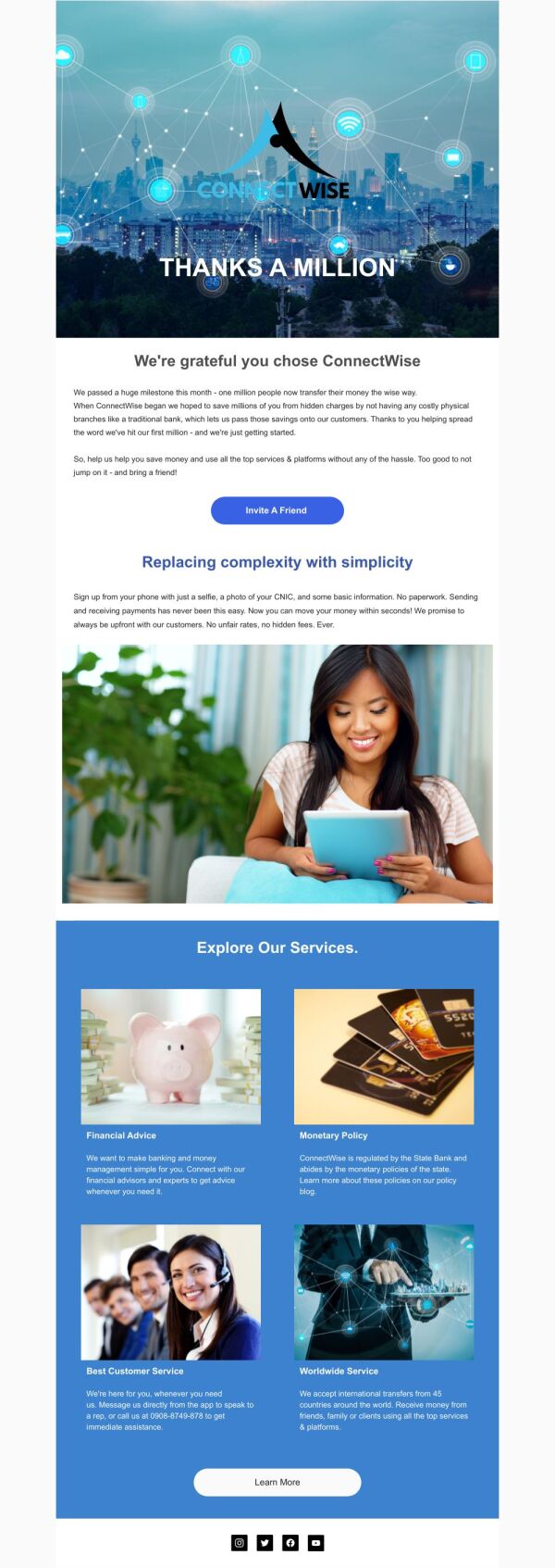 Thank You Email Template 'Money Transfer App' for Tech | PosterMyWall