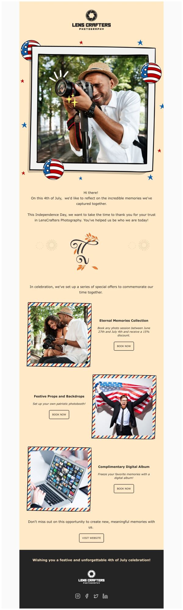 Thank You Email Template 'Photography Services' for 4th of July ...