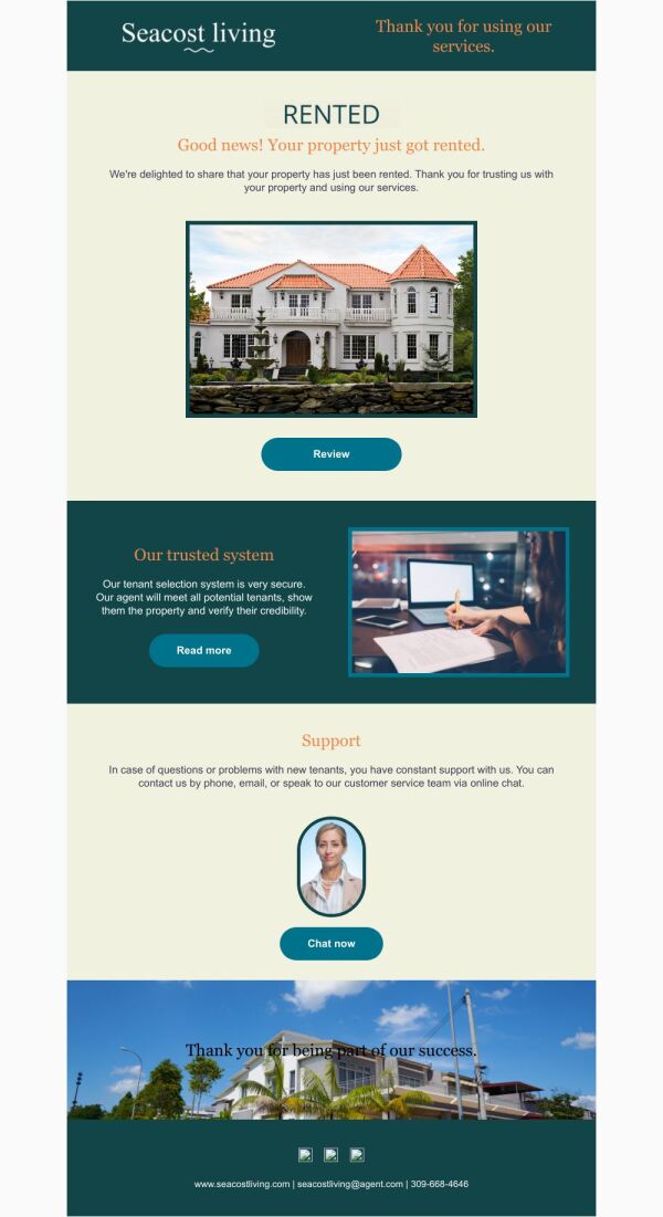 Thank You Email Template 'Property Rental Confirmation' for Realtors ...
