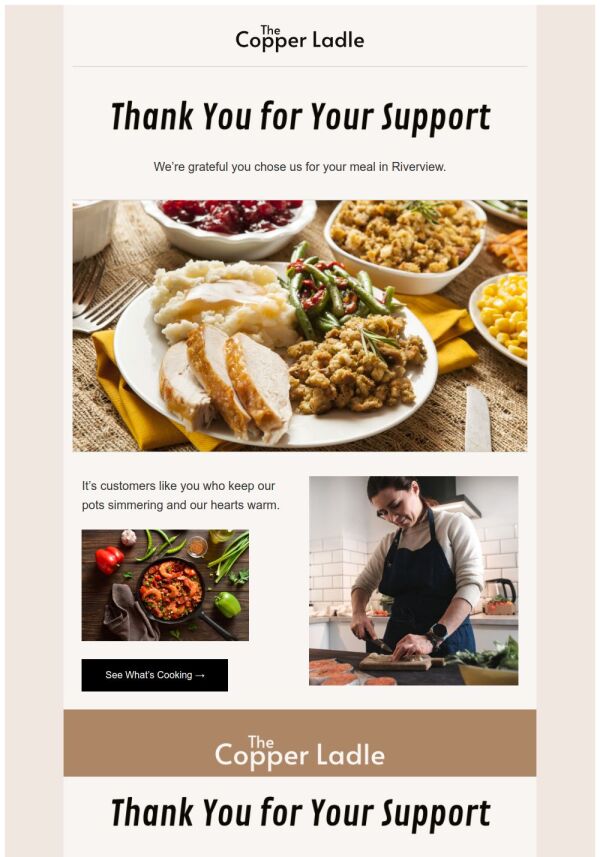 Thank You Email Template 'Special Meal' for Food | PosterMyWall