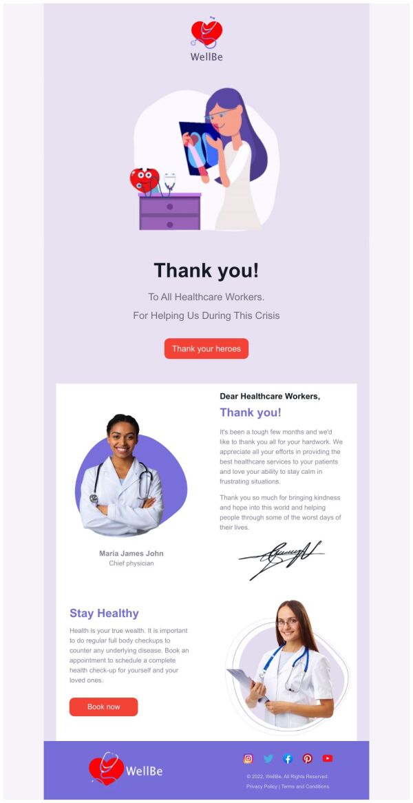 Thank You Email Template 'Stay Healthy' for Healthcare | PosterMyWall