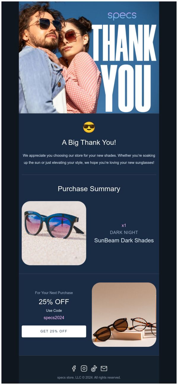 Thank You Email Template 'Summer Shades' for Retail | PosterMyWall