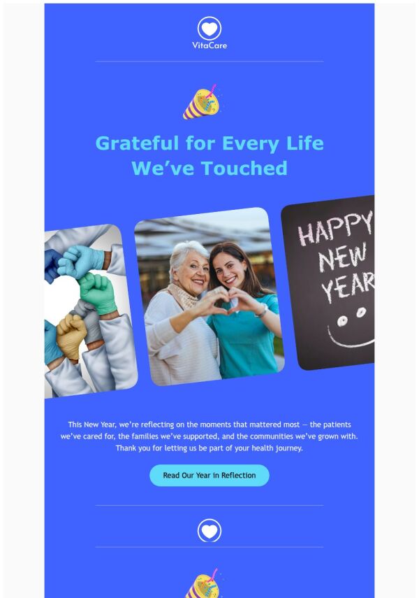 Thank You Email Template 'Vital Care' for New Year | PosterMyWall