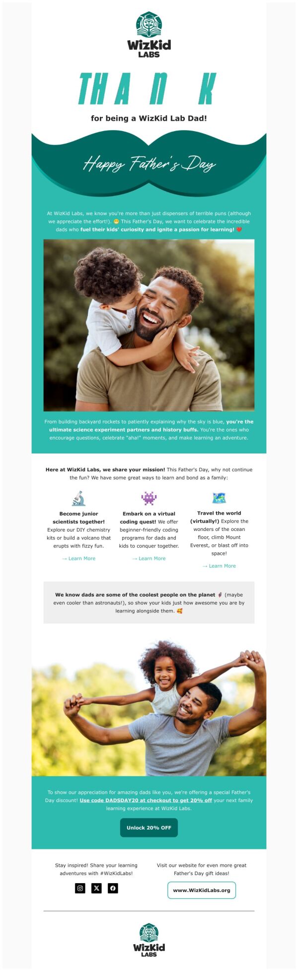 Thank You Email Template 'WizKid Labs' for Father's Day | PosterMyWall