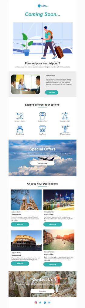 Coming Soon Email Template 'Choose Your Destination' for Travel ...