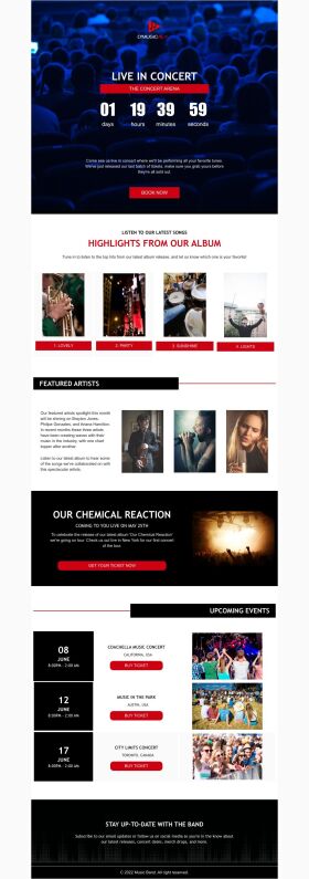 Event Schedule Email Template 'Live In Concert' for Bands | PosterMyWall