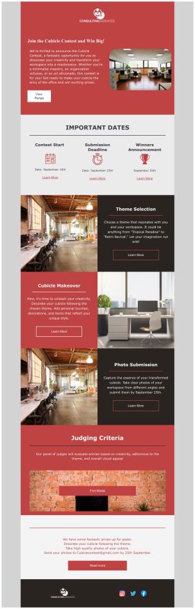 Event Promotion Email Template 'Win at Cubicle' for Corporate ...