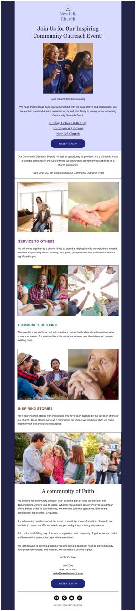 Invitation Email Template 'Community Outreach' for Church | PosterMyWall