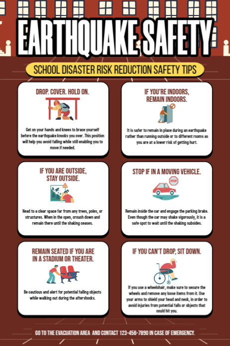 "School Earthquake Safety Quick Guide" Template | PosterMyWall