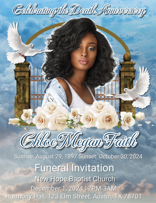 Plantilla de , death anniversary announcement funeral flye | PosterMyWall