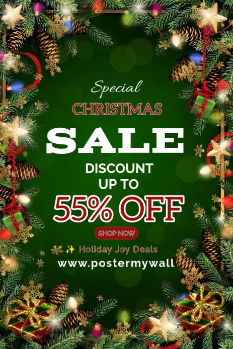 “Editable Christmas Sale Banner – Festive Discount Promo Template ...