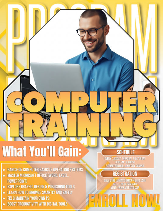 “Level Up Your Computer Skills” Template | PosterMyWall