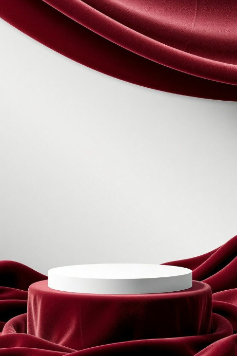 “Luxury Red Velvet Background with White Pedestal – Elegant Display ...
