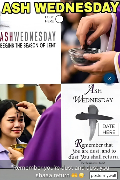 “Reflect & Renew: Ash Wednesday Blessings” Template | PosterMyWall