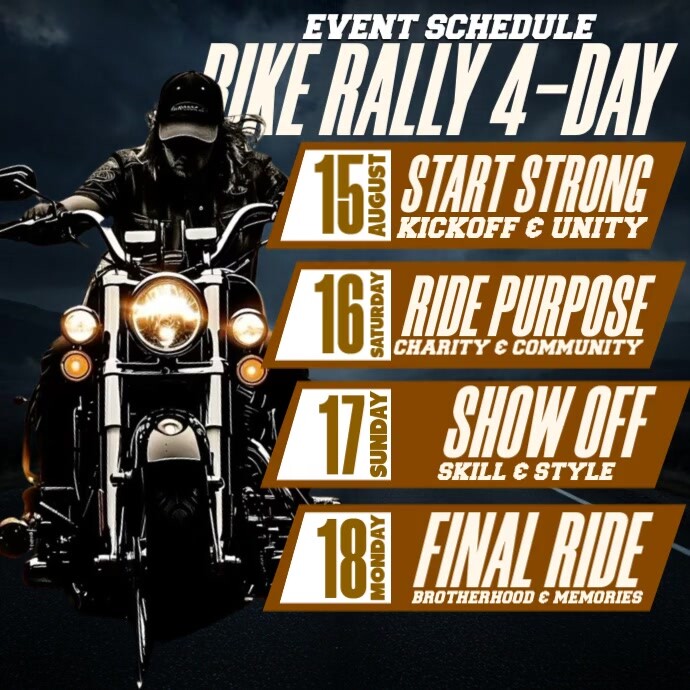 Copy of “Roar. Rally. Rise : Bike Rally Schedule | PosterMyWall
