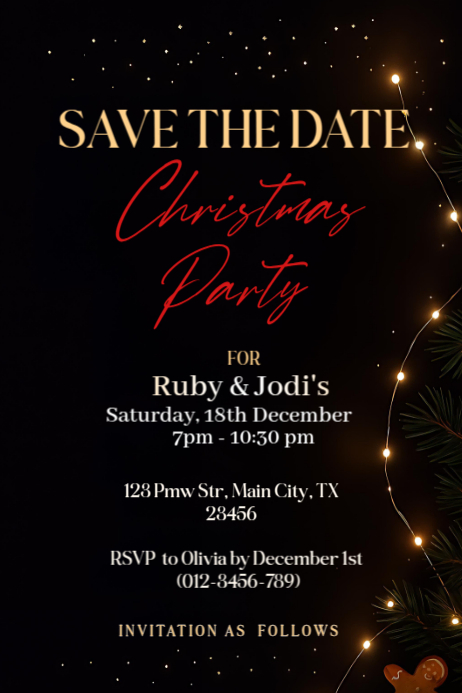Elegant Save The Date Christmas Party Invitation Poster Template ...