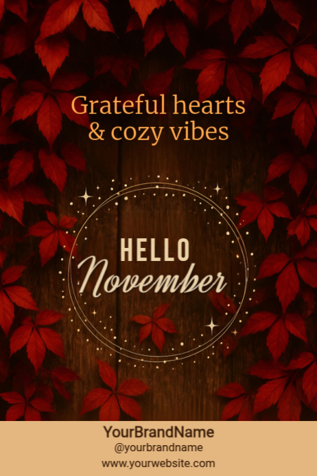 Copy of 🍂 Hello November Poster | Cozy Autumn Vibes & Grateful Hearts ...
