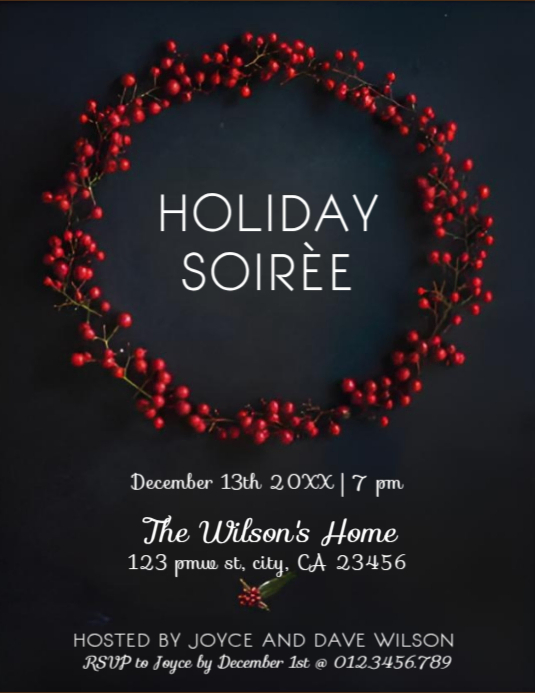 🎄 Elegant Holiday Soirée Invitation Template | Red Berry Christmas ...