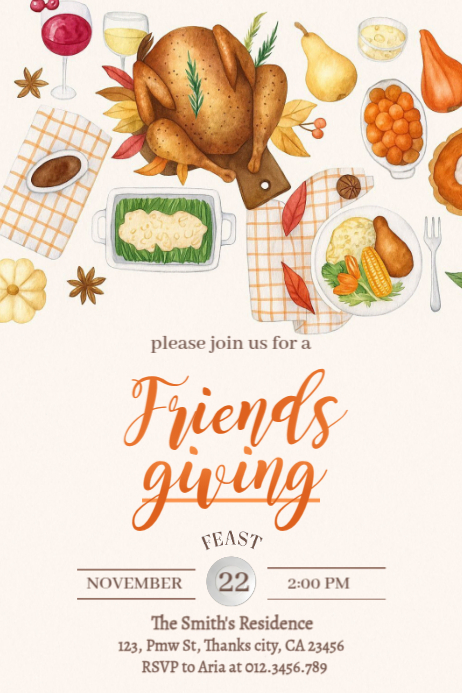 *Elegant Friendsgiving Feast Poster Template | Autumn Dinner Invite ...
