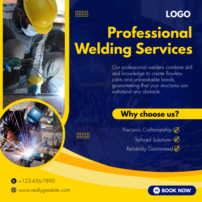 Copy of 001-Blue and Yellow Modern Professional Weldi | PosterMyWall