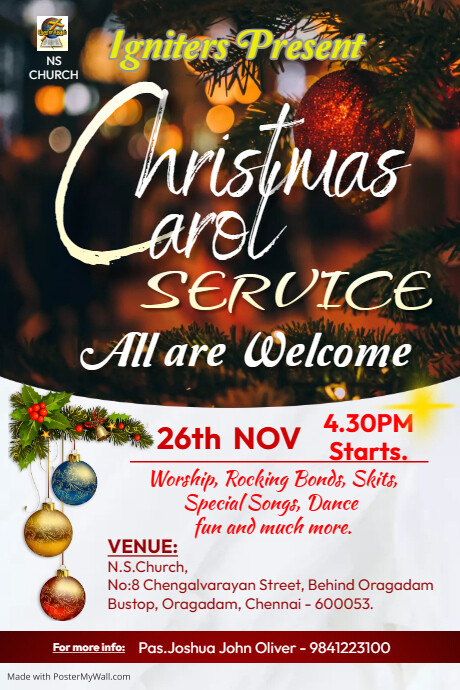 Church Christmas service poster | PosterMyWall