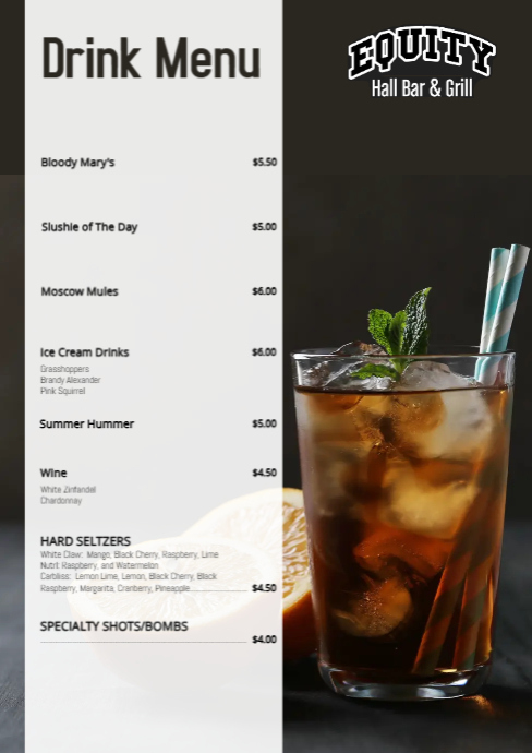 Drink Menu | PosterMyWall