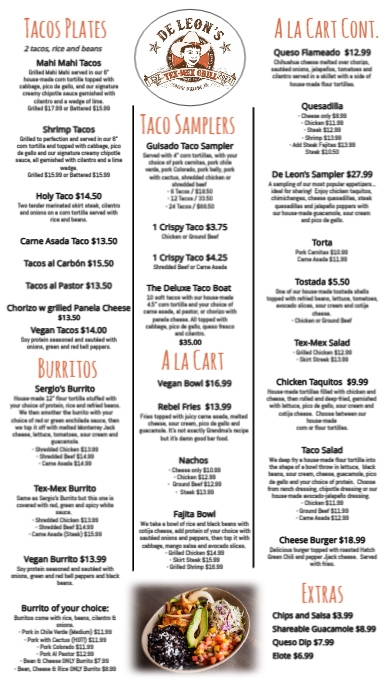 Tex-Mex menu back screens (1) | PosterMyWall