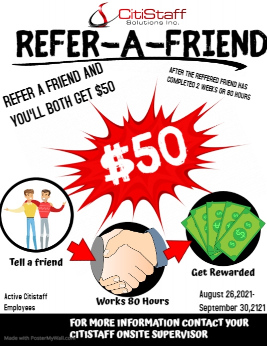 Refer-A-Friend $25 English | PosterMyWall