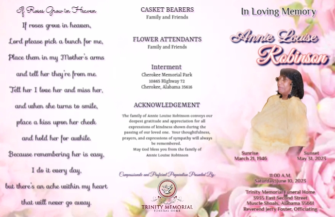 Annie Robinson Tri-fold | PosterMyWall