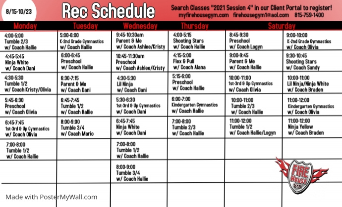 2021S4 Rec Schedule V4 | PosterMyWall