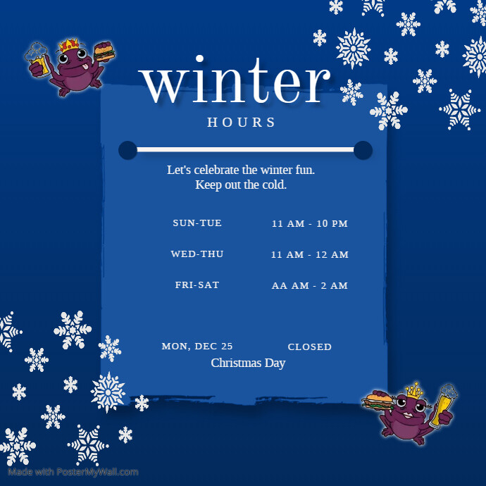 Winter Hours Template | PosterMyWall