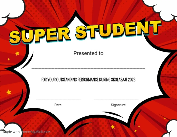Copy of Super student award certificate | PosterMyWall