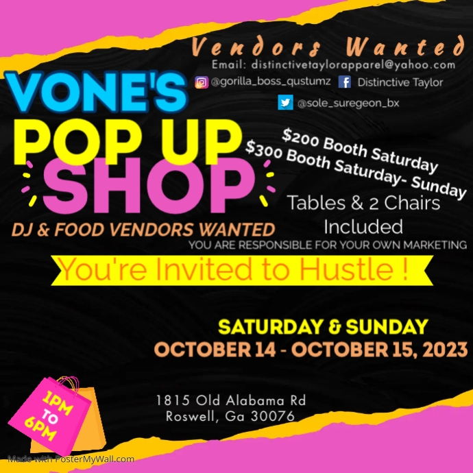 Yellow Vendor Pop Up Shop Instagram Post Temp | PosterMyWall